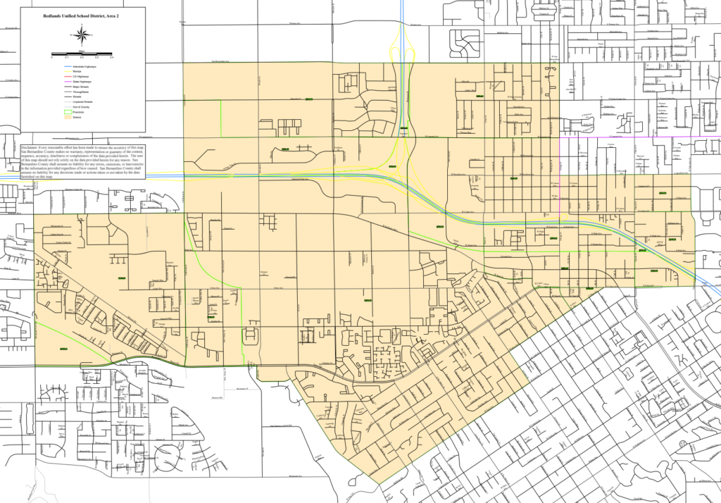District Map - Ryan Schavrien for Redlands School Board, Area 2